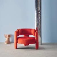 Fauteuil tripode en velours moutarde Mellow velluto | Maisons du Monde