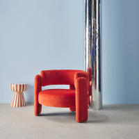 Fauteuil tripode en velours moutarde Mellow velluto | Maisons du Monde