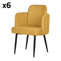 4x Sillas de comedor amarillo mostaza tapizado respaldo y apoyabrazos ...