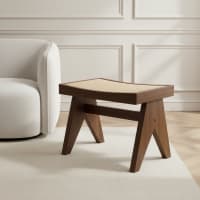 Tabouret en métal et cuir marron 38x38x56h | Maisons du Monde