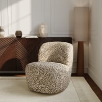 Fauteuil de salon pivotant en tissu texturé à motif terracotta Jena ...