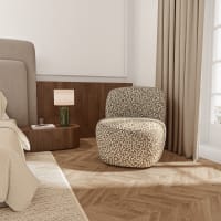 Fauteuil de salon pivotant en tissu texturé à motif terracotta Jena ...