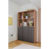 Bibliothèque 2 portes avec étagère centrale H207,5 cm Nature | Maisons ...
