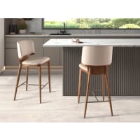 Tabouret de bar réglable en simili cuir assise 65-75 cm emilio blanc ...