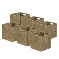 Set di 3 cestini in fibra naturale con manici, bianco/marrone Xiana ...