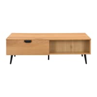 Table basse effet bois naturel design latte 2 portes coulissantes ...