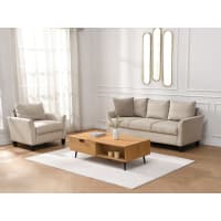 Table basse effet bois naturel design latte 2 portes coulissantes ...