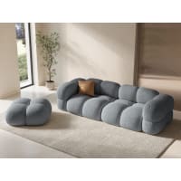 Puf tejido de rizo gris grafito Myra | Maisons du Monde