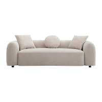 Canapé droit 3 places en velours texturé beige Augustin | Maisons du Monde