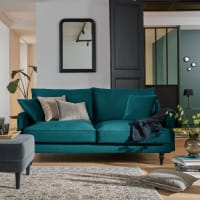 Canapé 3 places en velours bleu paon Sasha | Maisons du Monde