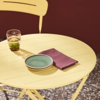 Set mesa de jardín bistró plegable redonda de acero con 2 sillas ...