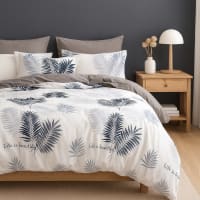 Parure housse de couette en polycoton imprimée + 2 taies 240x220 cm ...