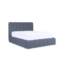 Lit coffre tissu chenille 160x200cmcm bleu Garance | Maisons du Monde