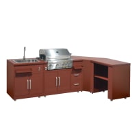 Cucina da esterno con barbecue a carbonella, 3 moduli, verde Naxos ...