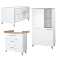 Chambre enfant complète évolutive blanc et effet chêne LEON | Maisons ...