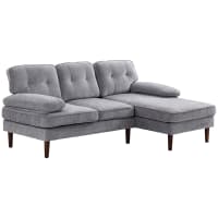 Sofá esquinero 4 plazas terciopelo azul pavo real Ania | Maisons du Monde