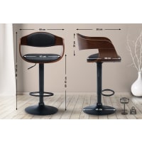 Lot 2 tabourets de bar réglables en pvc et synthetique noyer / noir ...