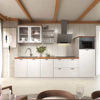 Cuisine en angle , PT Marbre blanc/blanc brillant 267x82cm | Maisons du ...