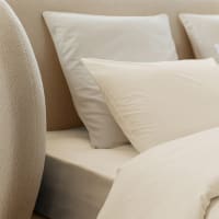 Drap-housse en coton beige doré 160x200x28cm Desert | Maisons du Monde