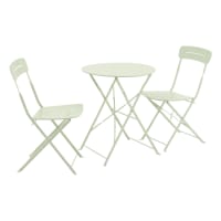 Set mesa de jardín bistró plegable redonda de acero con 2 sillas ...