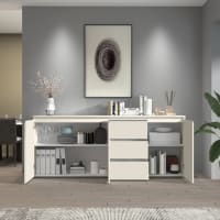 Buffet effet bois naturel design latte 2 portes 3 tiroirs | Maisons du ...