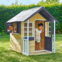 Casita infantil con tobogán rojo, madera FSC, marrón/blanco Laura ...