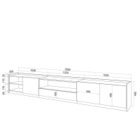Mueble TV 2 puertas 1 estante 210 cm efecto madera blanco y roble Garda ...