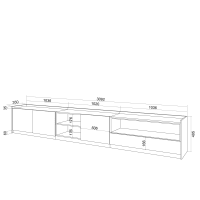 Mueble TV 2 puertas 1 estante 210 cm efecto madera blanco y roble Garda ...