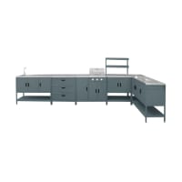 Cuisine d'extérieure 2 modules barbecue gaz 3 brûleurs inox bleu gris ...