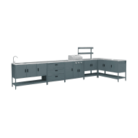 Cuisine d'extérieure 2 modules barbecue gaz 3 brûleurs inox bleu gris ...