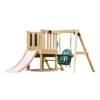 Parco giochi con arrampicata, scivolo, altalena, rosa Moos | Maisons du ...