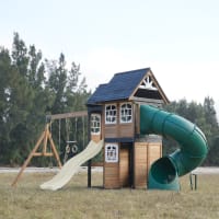 Cubes d'escalade x2 avec pont-toboggan en bois marron fsc® Montessori ...