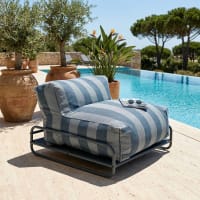 Puf a rayas muebles de jardín modulares con estructura azul Pacífico ...