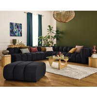 Canapé modulable d'angle gauche 5 places en tissu texturé beige Debbie ...