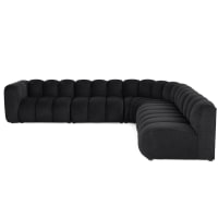 Canapé modulable d'angle droit 5 places en tissu texturé rose Debbie ...