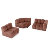 Canapé modulable d'angle gauche 5 places en tissu texturé beige Debbie ...