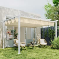 Pérgola bioclimática 3x4m + 1 toldo vertical de 3m, beige Triomphe 4x3m ...