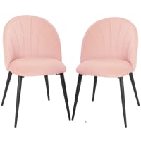 Set sedie da pranzo in acciaio e tessuto effetto lino marrone chiaro ...