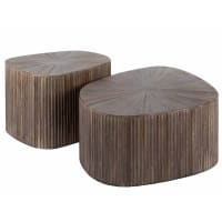 Lot de 3 tables basses gigognes en teck massif bois Tania | Maisons du ...