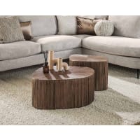 Lot de 2 tables basses gigognes en teck massif 75 cm bois Tania ...