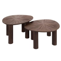Lot de 3 tables basses gigognes en teck massif bois Tania | Maisons du ...