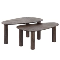 Lot de 3 tables basses gigognes en teck massif bois Tania | Maisons du ...