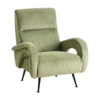 Poltrona angolare in bouclé testurizzato, verde kaki Sokol bouclé ...