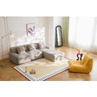 Canapé d'angle tissu chenille 4 places gris foncé droit Constance ...