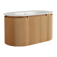 Set di mobili da bagno con lavabo effetto legno marrone 100cm Adriel ...