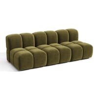 Canapé modulable droit 3 places velours texturé vert Marisol | Maisons ...