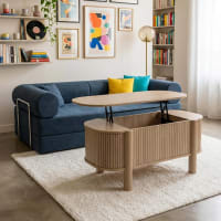 Mesa de centro efecto madera negro, color natural claro Evaro | Maisons ...