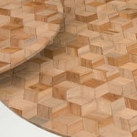 Lot de 3 tables basses rondes en teck et métal ø54 cm hexa marrons en ...