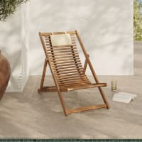 Set di 2 sdraio in legno massello e textilene, colore verde salvia ...
