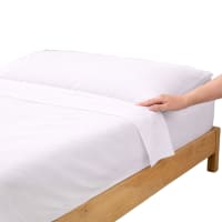 Sábana encimera blanca cama 135cm - 100% Algodón Basic cotton | Maisons ...